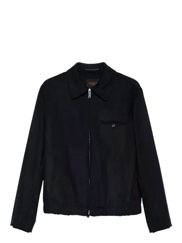 Incotex Zip-up Wool Blend Jacket - Blue