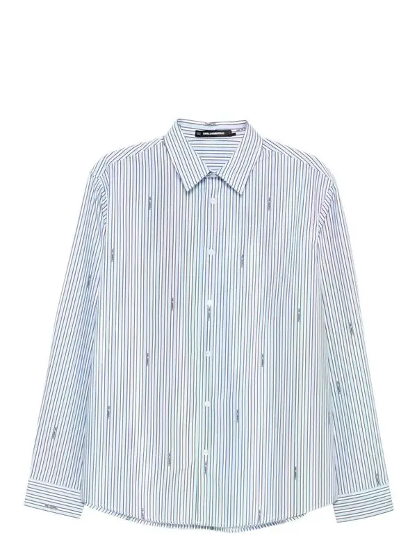 Karl Lagerfeld Elongated Logo Stripe Shirt - Blue