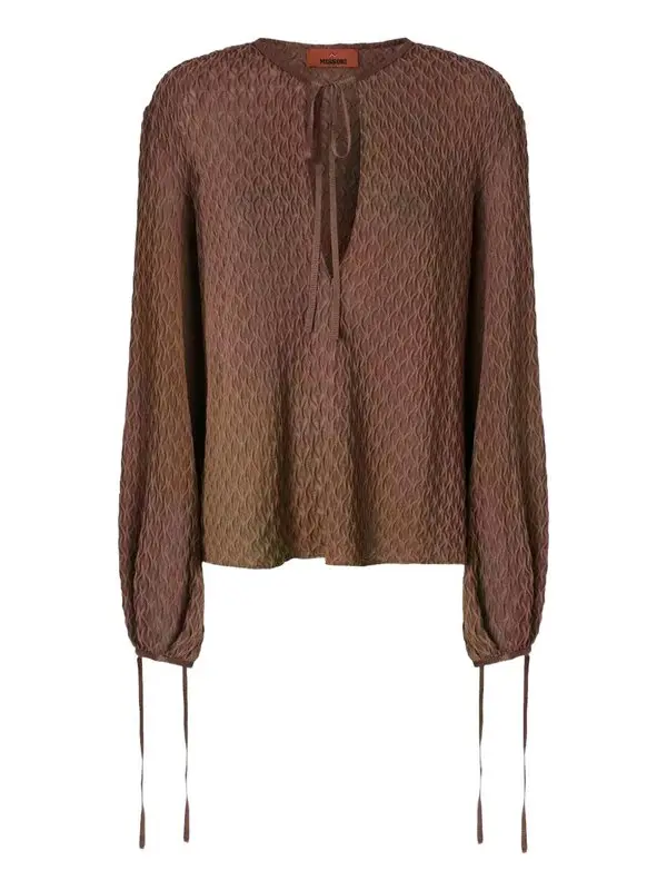 Missoni Textured Tie-neck Top - Brown