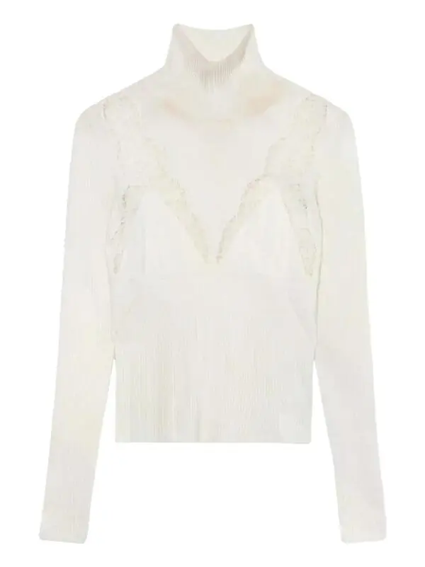 Blumarine Lace-embroidered Turtleneck Jumper - White