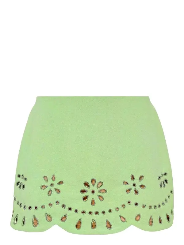 Alexis Cut-out Floral Skirt - Green
