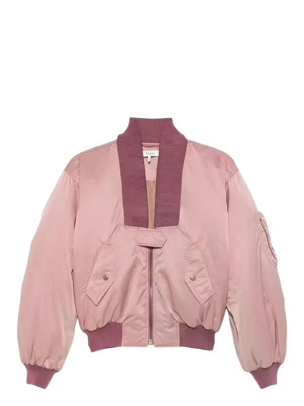 Chloé Cropped Zip-up Bomber Jacket - Pink