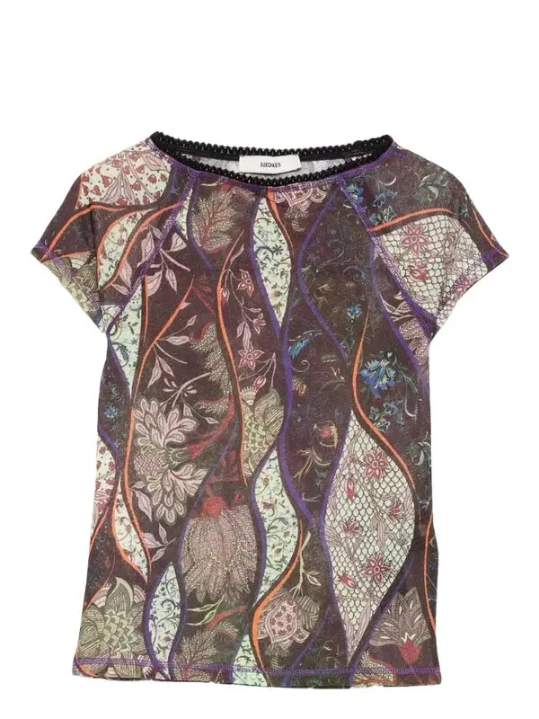 SIEDRES Floral-pattern Mesh Top - Multi