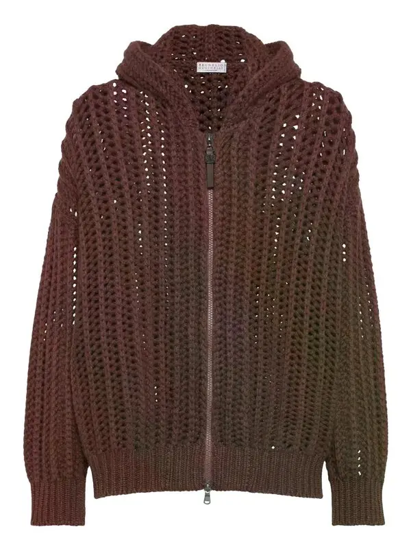 Brunello Cucinelli Open-knit Zip Cardigan - Brown