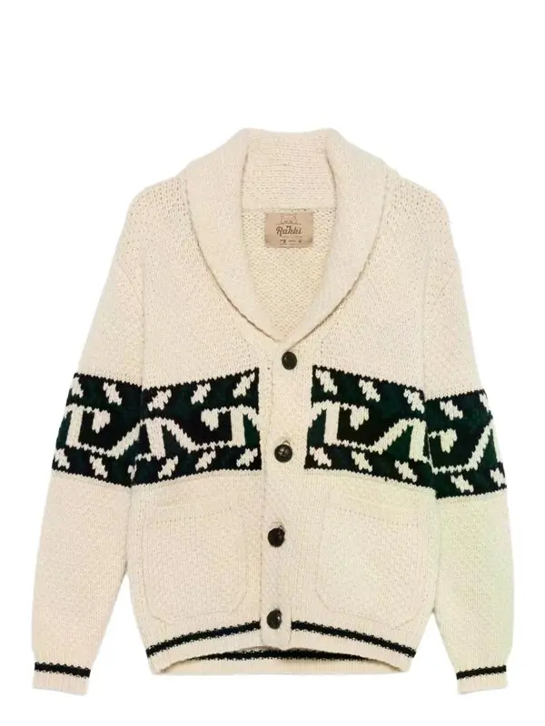 RAKKI Patterned Shawl Collar Cardigan - Neutrals