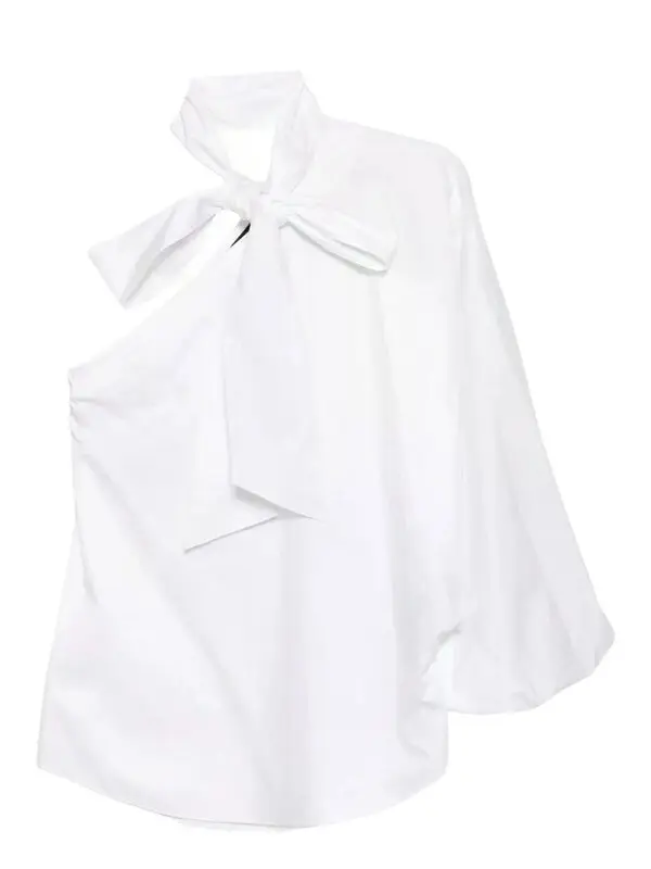 Karl Lagerfeld One-sleeve Bow Poplin Blouse - White