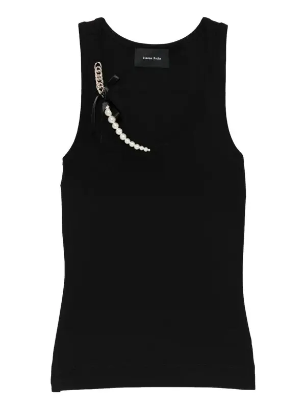 Simone Rocha Pearl-and-chain Tank Top - Black