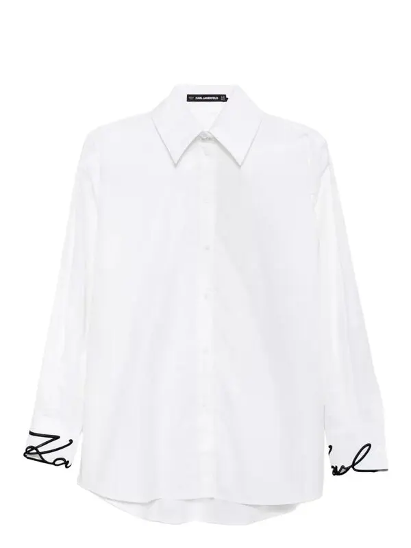 Karl Lagerfeld Signature Cuff Poplin Shirt - White