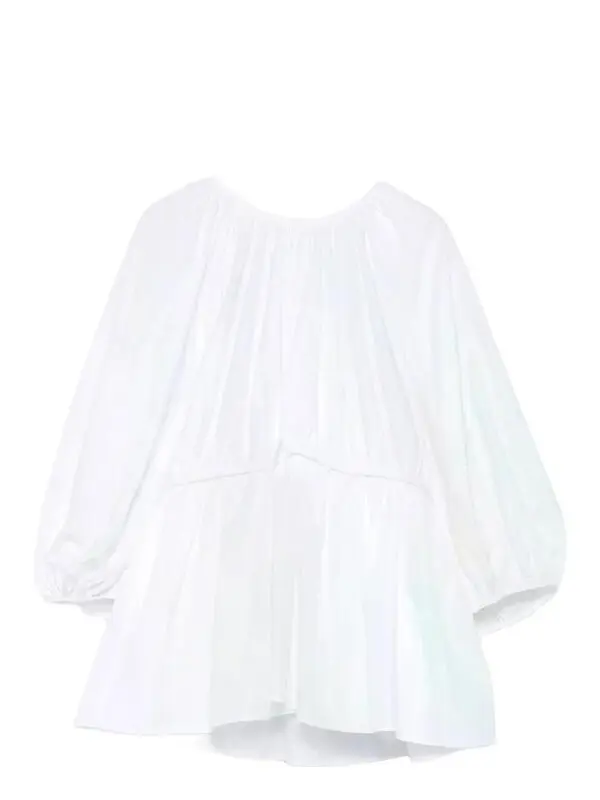 Cecilie Bahnsen Gathered-waist Puff-sleeve Top - White