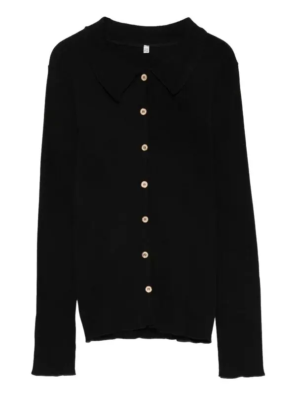 BASERANGE Button-front Ribbed Cardigan - Black