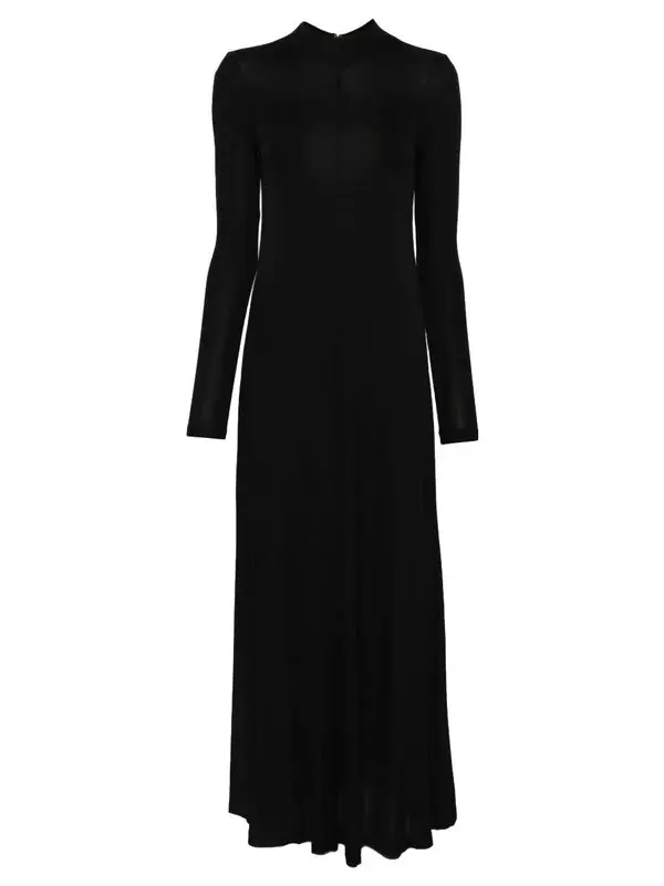 Colville High-neck Long-sleeve A-line Dress - Black