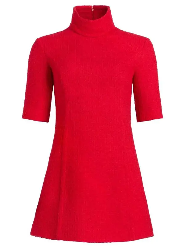 PATOU High-neck Tweed A-line Dress - Red