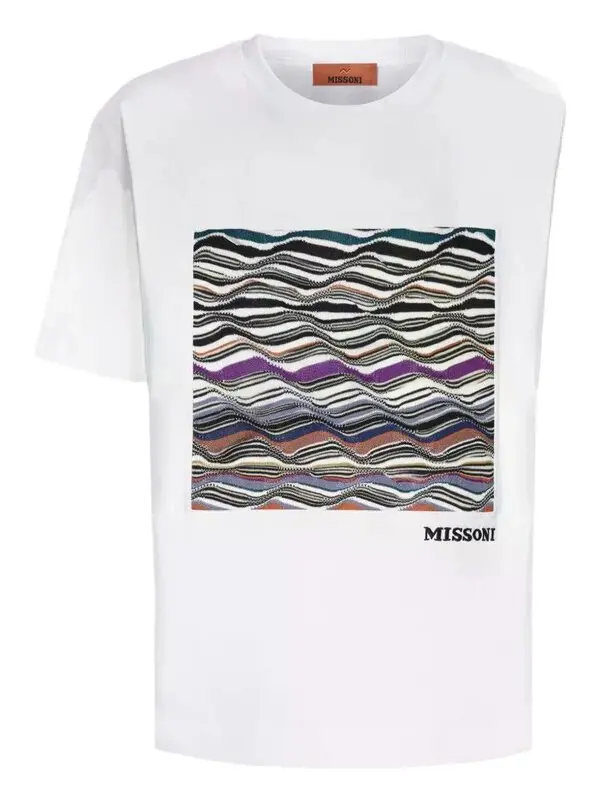 Missoni Wave-pattern Box-applique T-shirt - White