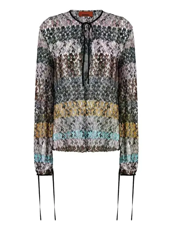 Missoni Floral-lace Long-sleeve Top - Grey