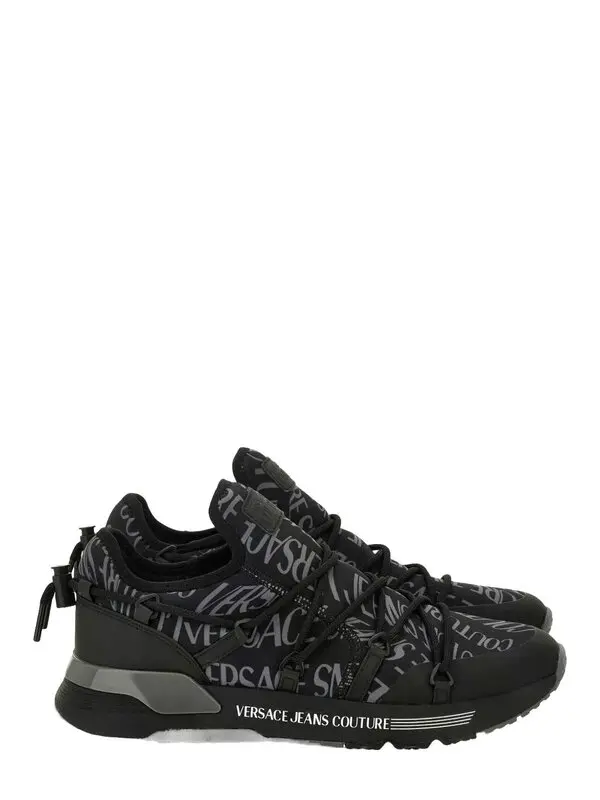 Versace Logo-print Lace-up Sneakers - Black