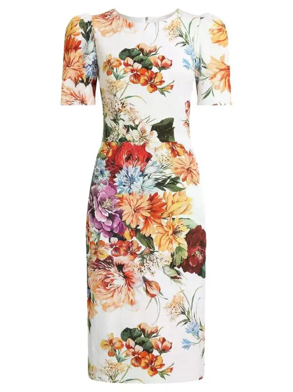 Dolce & Gabbana Floral-print Midi Dress - White
