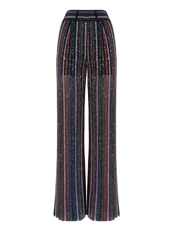 Missoni Herringbone-striped Sequin-embellished Trousers - Black