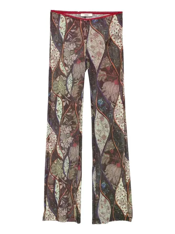 SIEDRES Floral-pattern Flared Trousers - Brown