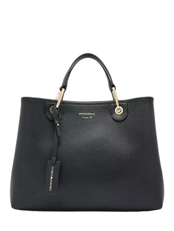 Emporio Armani Grain Leather Tote Bag - Black