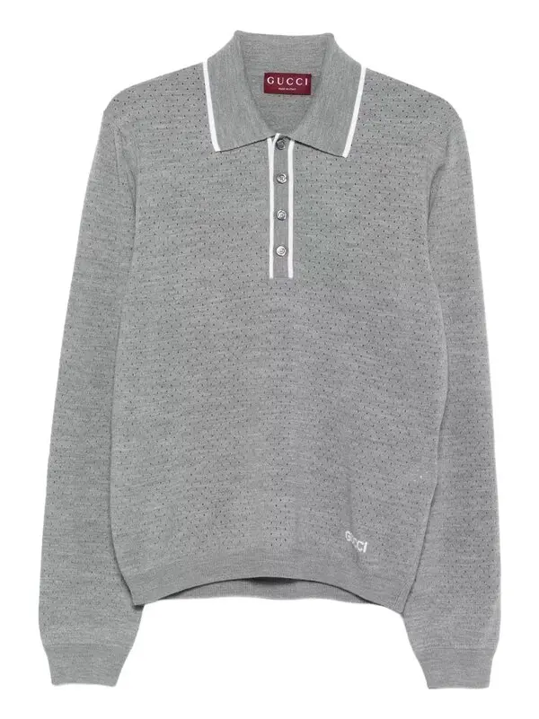 Gucci Perforated Polo Shirt - Grey