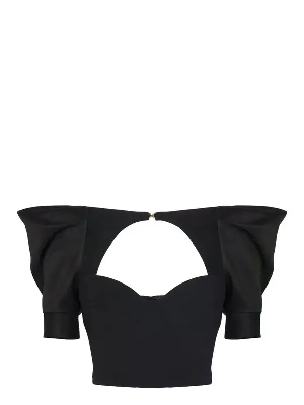 Elisabetta Franchi Puff-sleeve Corset Top - Black