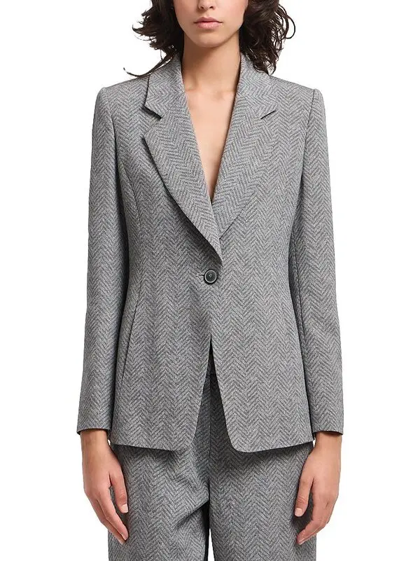 Emporio Armani Viscose And Wool Blend Chevron Blazer - Multi