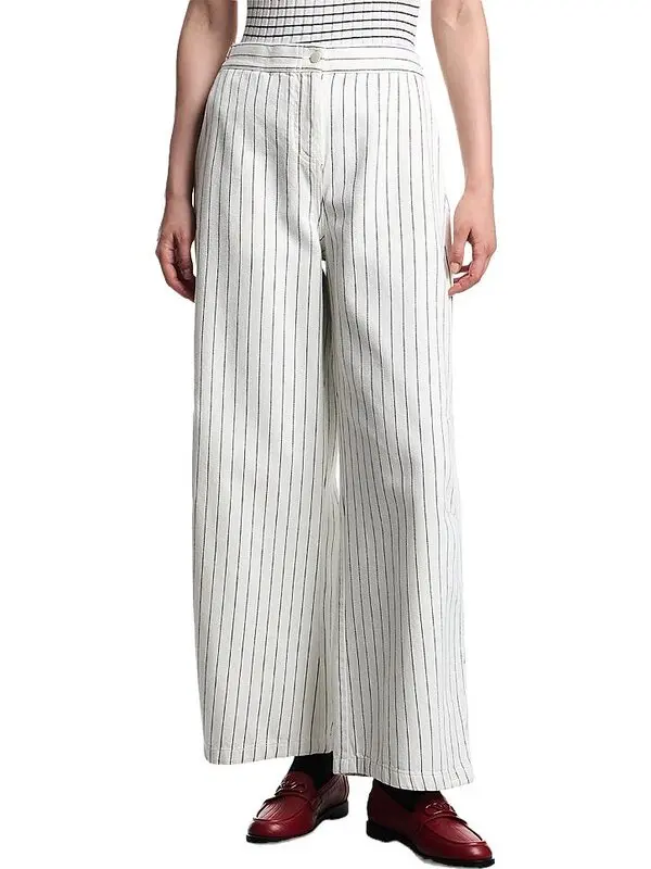 Emporio Armani Garment Dyed Wide Leg Pants - Solid White