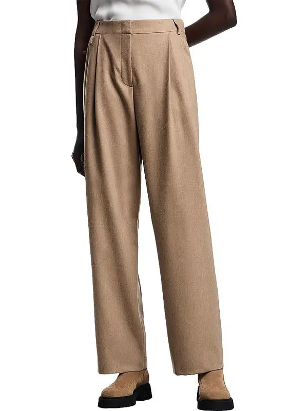 Emporio Armani Icon Wool Blend Pleated Trousers - Solid Medium