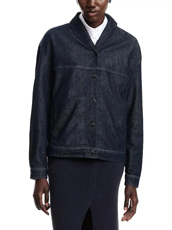 Emporio Armani Dark Denim Rolled-collar Jacket - Solid Medium