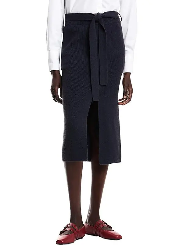 Emporio Armani Ribbed Knit Midi Skirt - Solid Medium