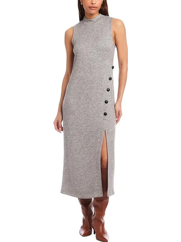 Fifteen Twenty Lauren Button Detail Midi Dress - Gray