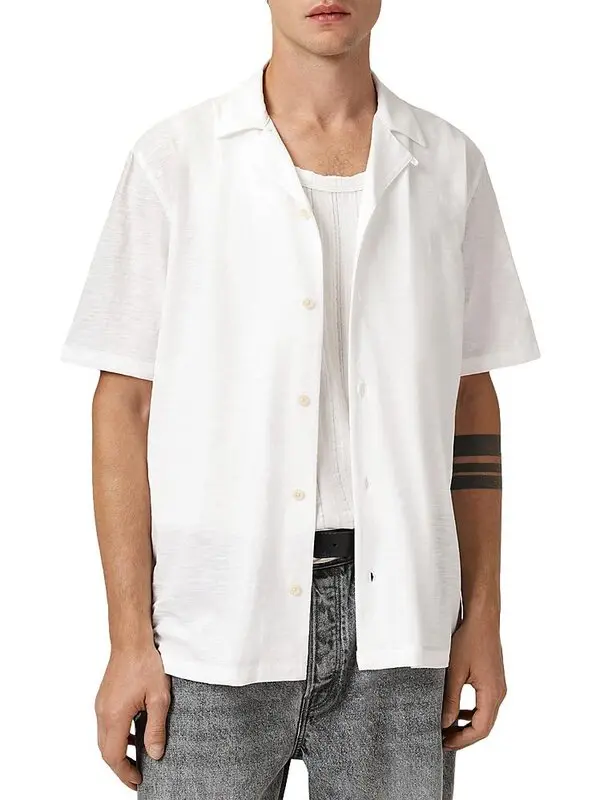 ALLSAINTS Robson Relaxed Fit Short Sleeve Camp Shirt - Off White