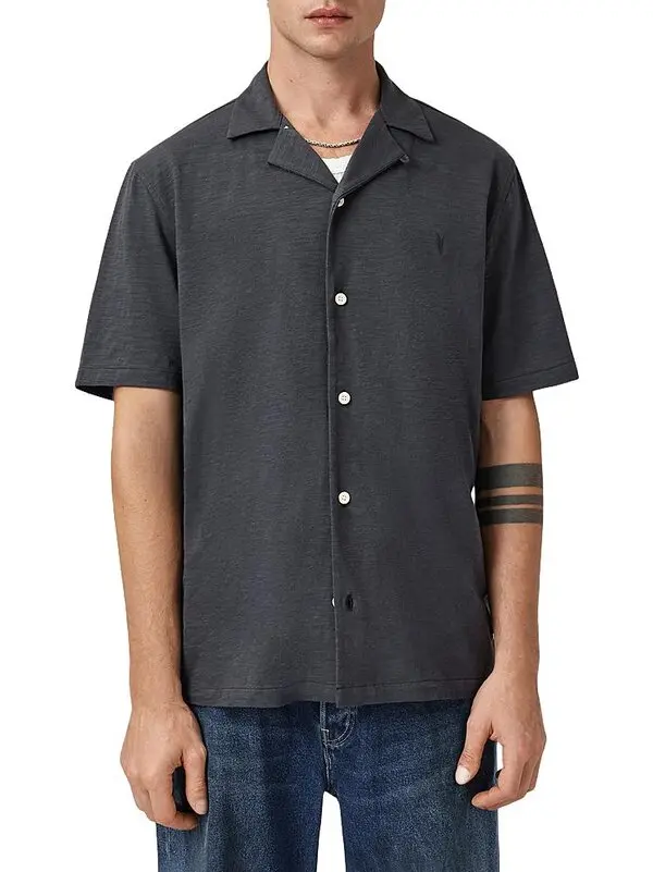 ALLSAINTS Robson Relaxed Fit Short Sleeve Camp Shirt - Phantom Blue