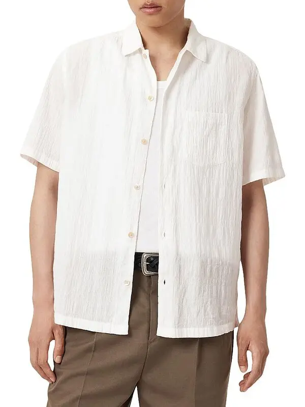 ALLSAINTS Walton Relaxed Fit Short Sleeve Shirt - Off White