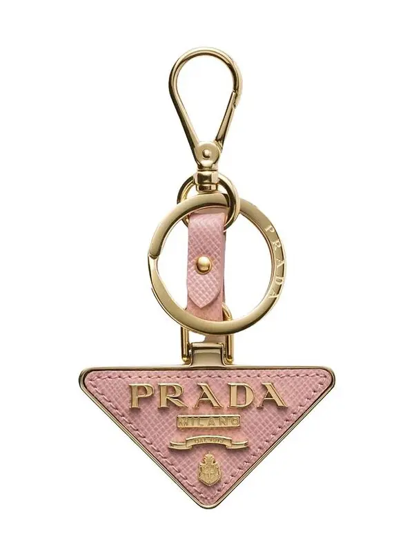 Prada Saffiano Leather And Metal Keychain - Pink