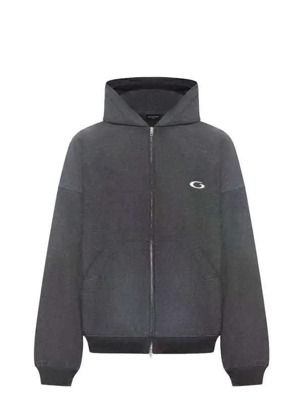 Balenciaga Embroidered-logo Hoodie - Grey
