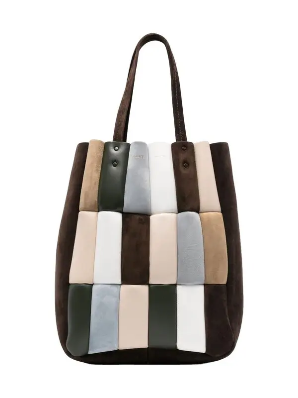 Khaite Zoe Patchwork Suede Tote Bag - Brown