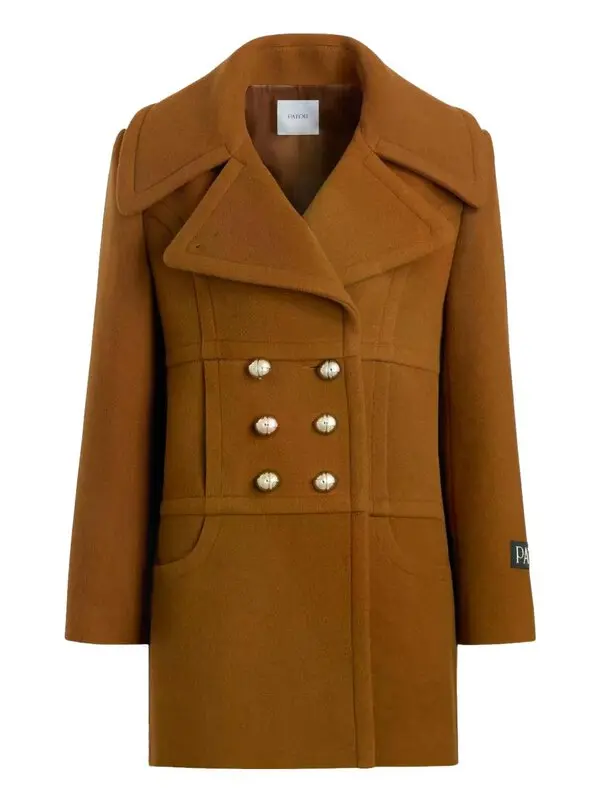 Patou Double-breasted Buttoned Coat - Brown