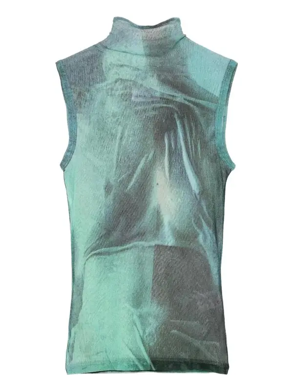 Jean Paul Gaultier Graphic-print High-neck Tank Top - Blue