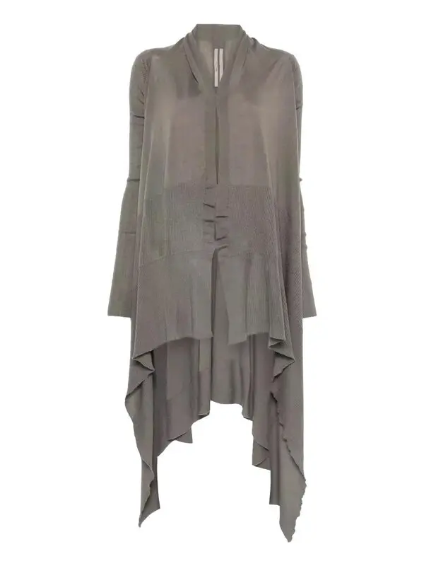 Rick Owens Ribbed Asymmetric Wool Coat - Grey