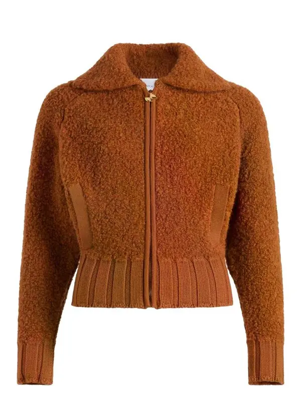 Patou Bouclé Zip-front Jacket - Brown