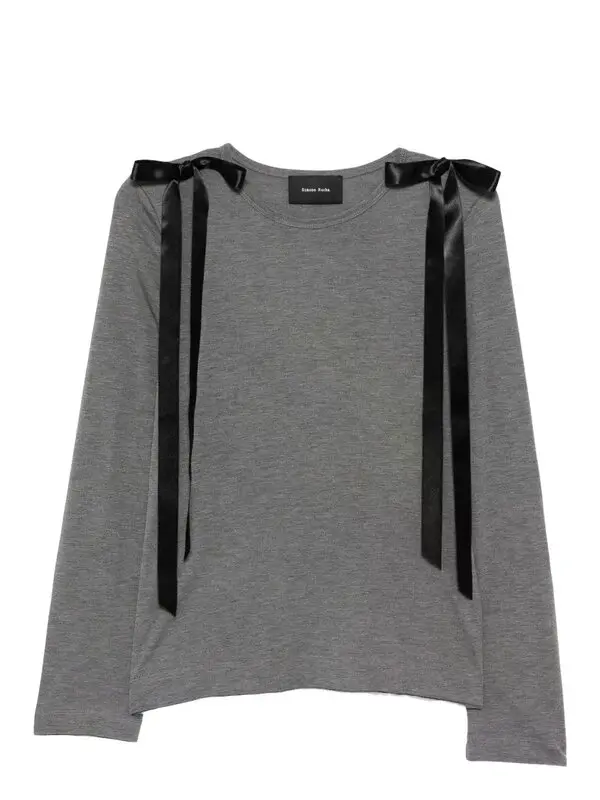 Simone Rocha Ribbon-detailing T-shirt - Grey
