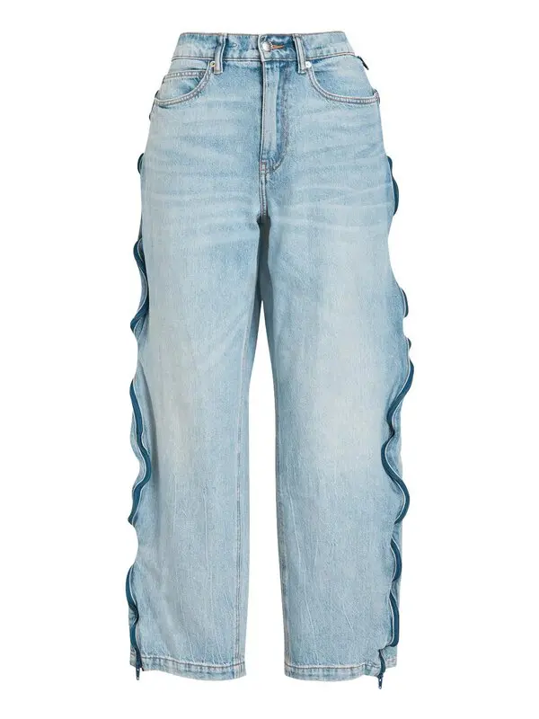 Alexander Wang Zip-embellished Barrel-leg Jeans - Blue