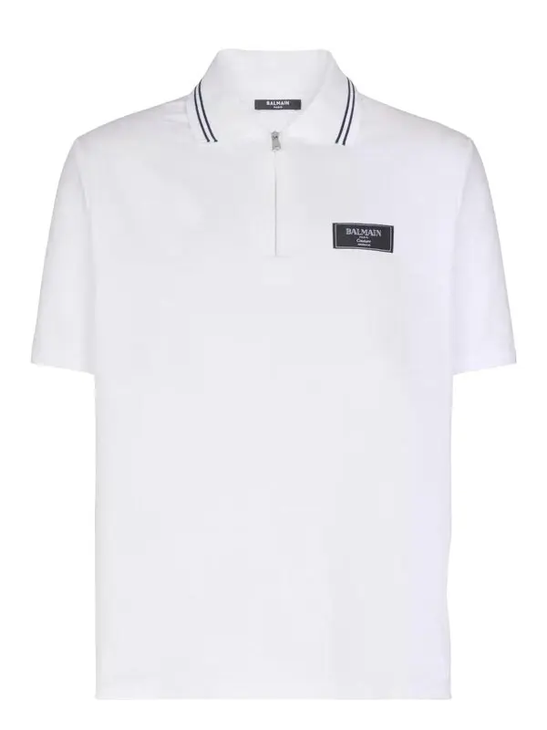 Balmain Monogram-pattern Polo Shirt - White