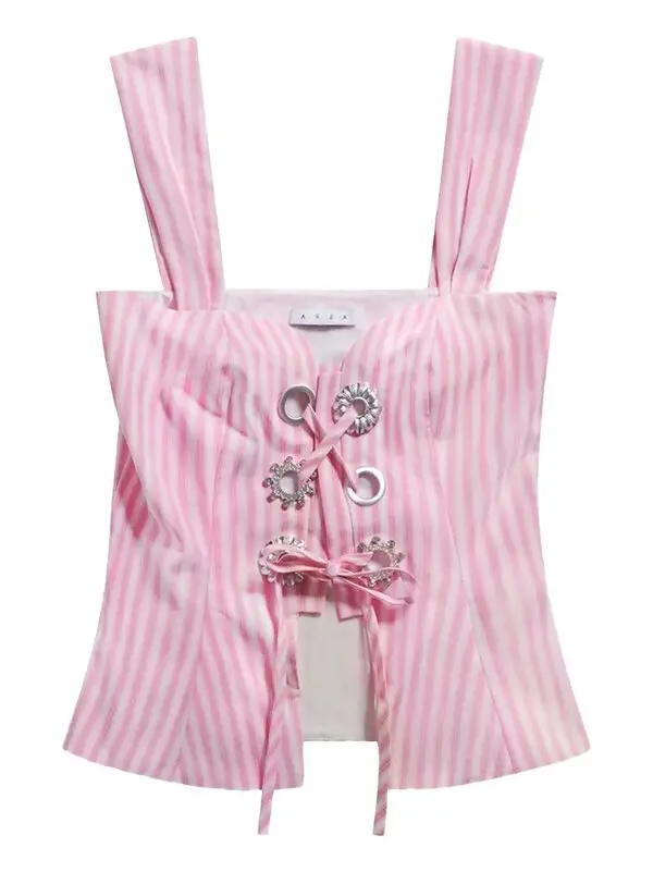 AREA Striped Corset Top - Pink