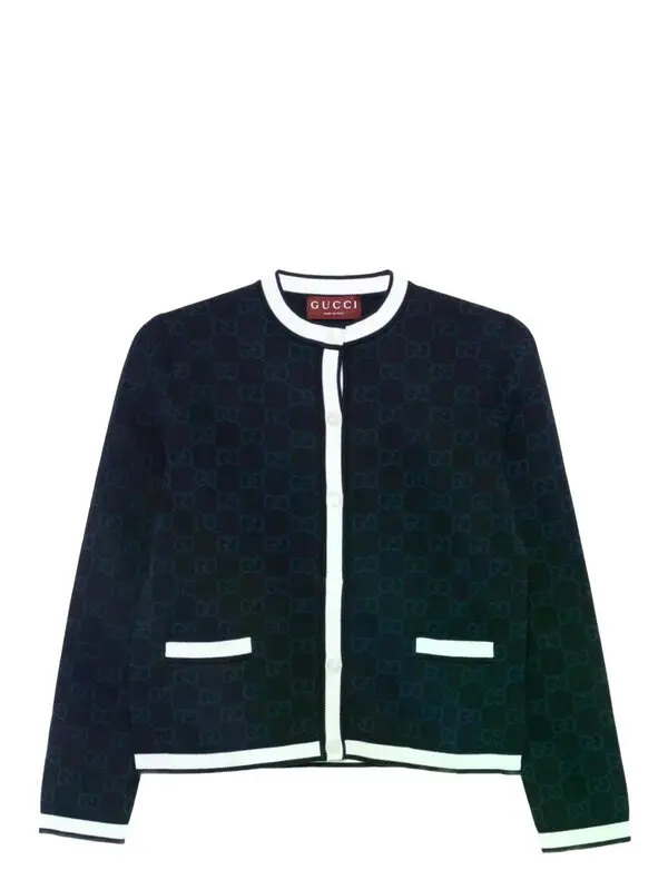 Gucci Gg Pattern Cotton Cardigan - Blue