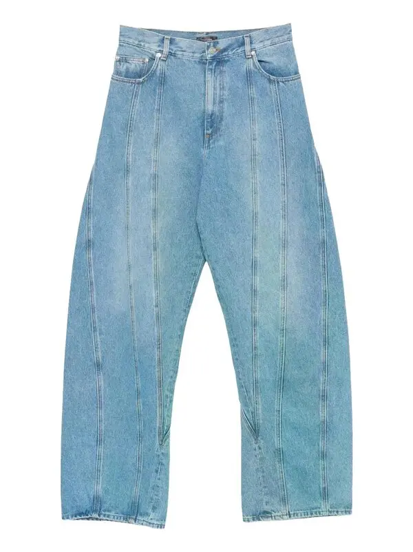 MUGLER Paneled Cotton Jeans - Blue