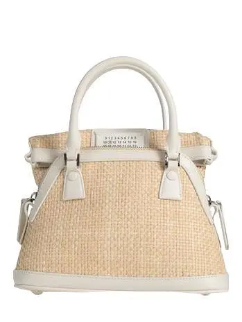 MAISON MARGIELA Natural Raffia And Leather Tote - Beige