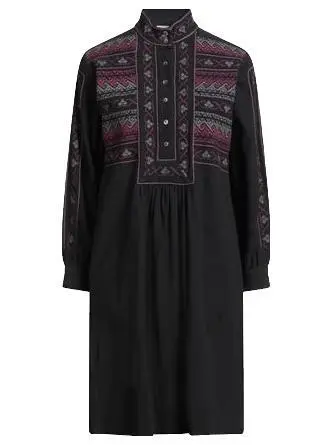 Antik Batik Multicolor Jacquard Midi Shirt Dress - Black