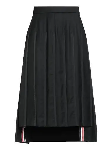 Thom Browne Midi Pleated Wool Skirt - Black